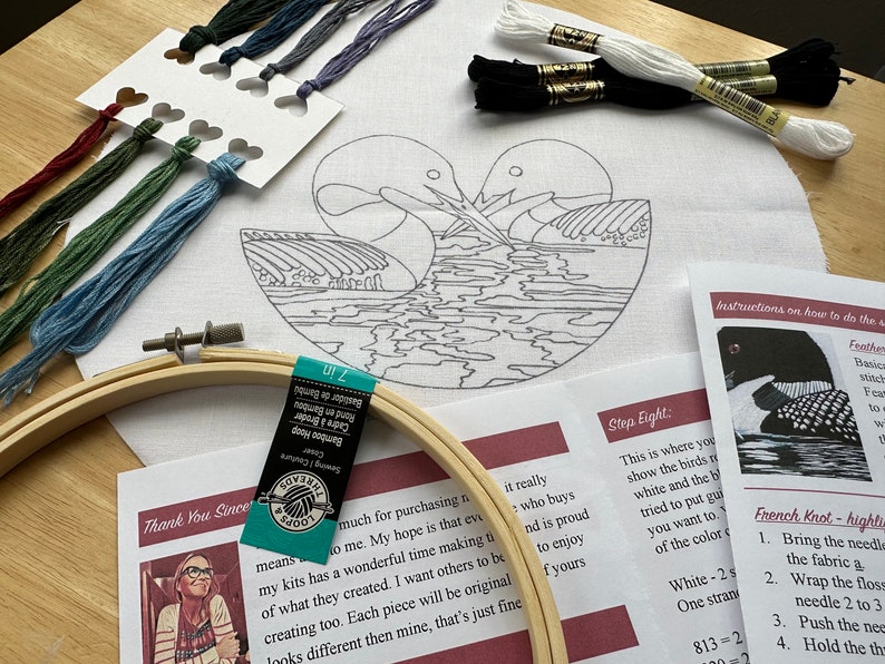 Loon Embroidery Kit Complete Kit Detailed Instructions DMC - Etsy