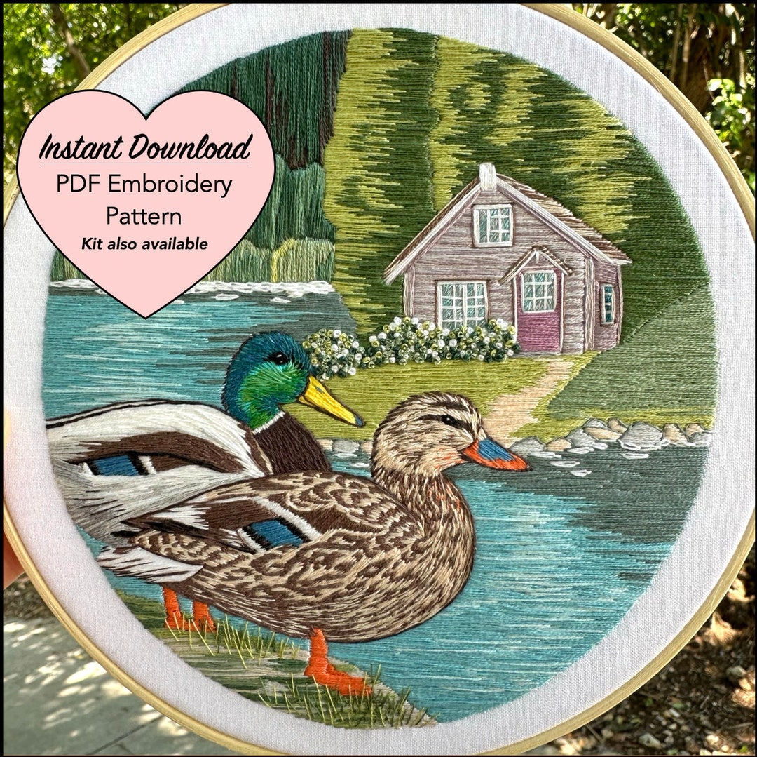 Mallard Embroidery PDF Pattern, Detailed Instructions, Stitch Guide ...