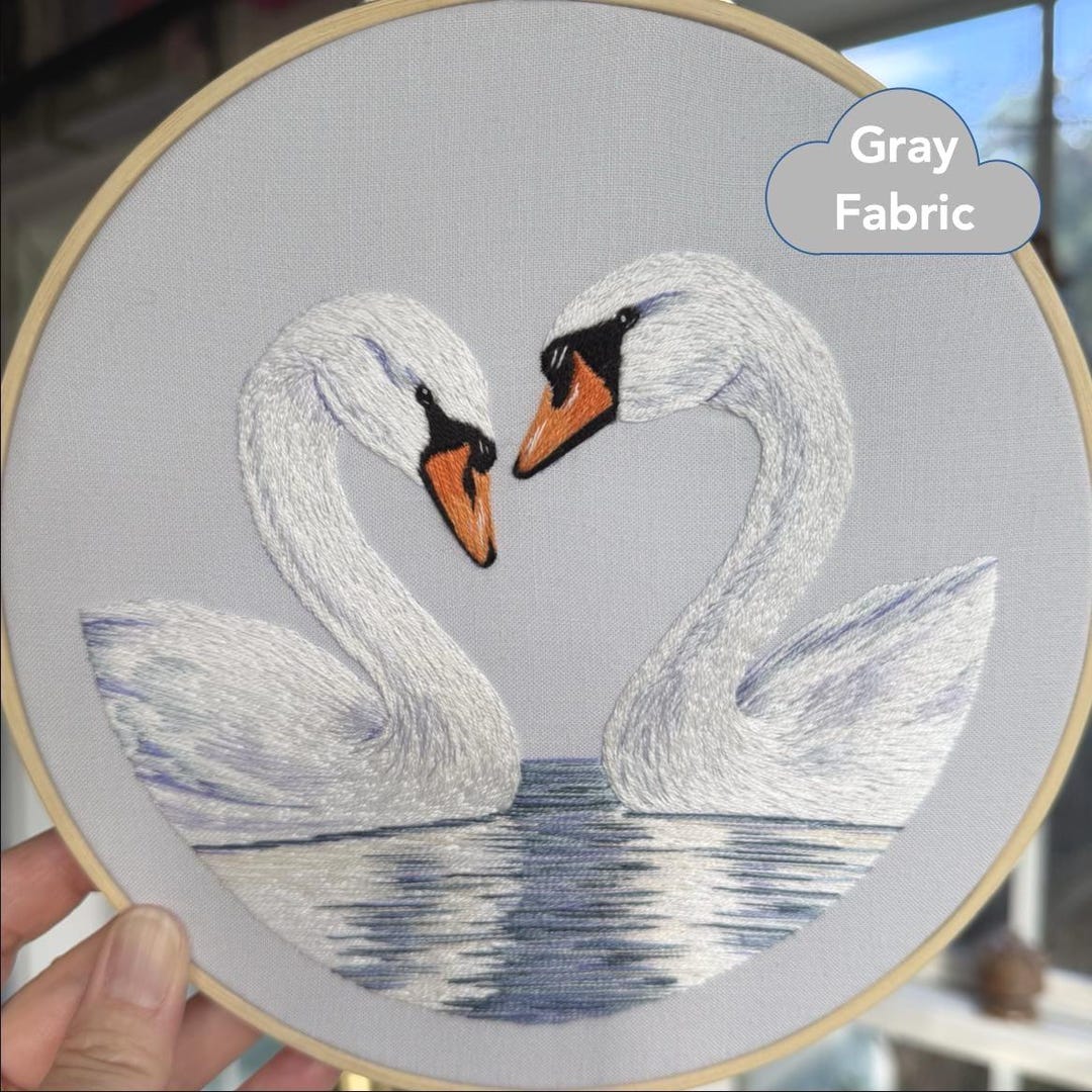 Swan Embroidery Kit: Hand-drawn Bird Design, Complete Kit. - Etsy