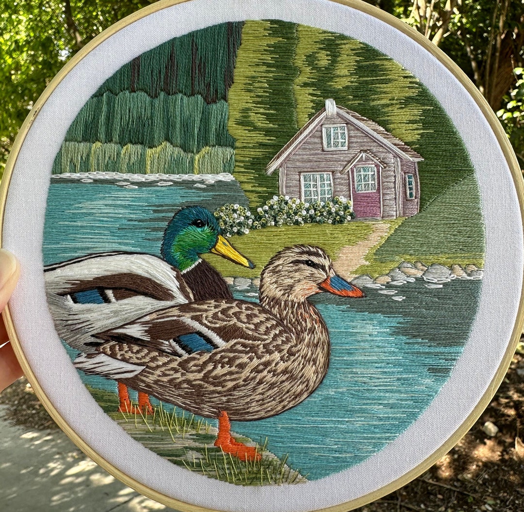 Mallard Embroidery Kit, Complete Kit, Detailed Instructions, DMC Floss ...
