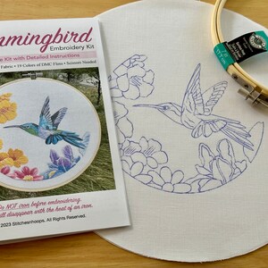 Hummingbird Embroidery Kit, Complete Kit With Everything You Need to ...