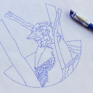 Blue Jay Embroidery Kit, Complete Kit, Detailed Instructions, DMC Floss ...