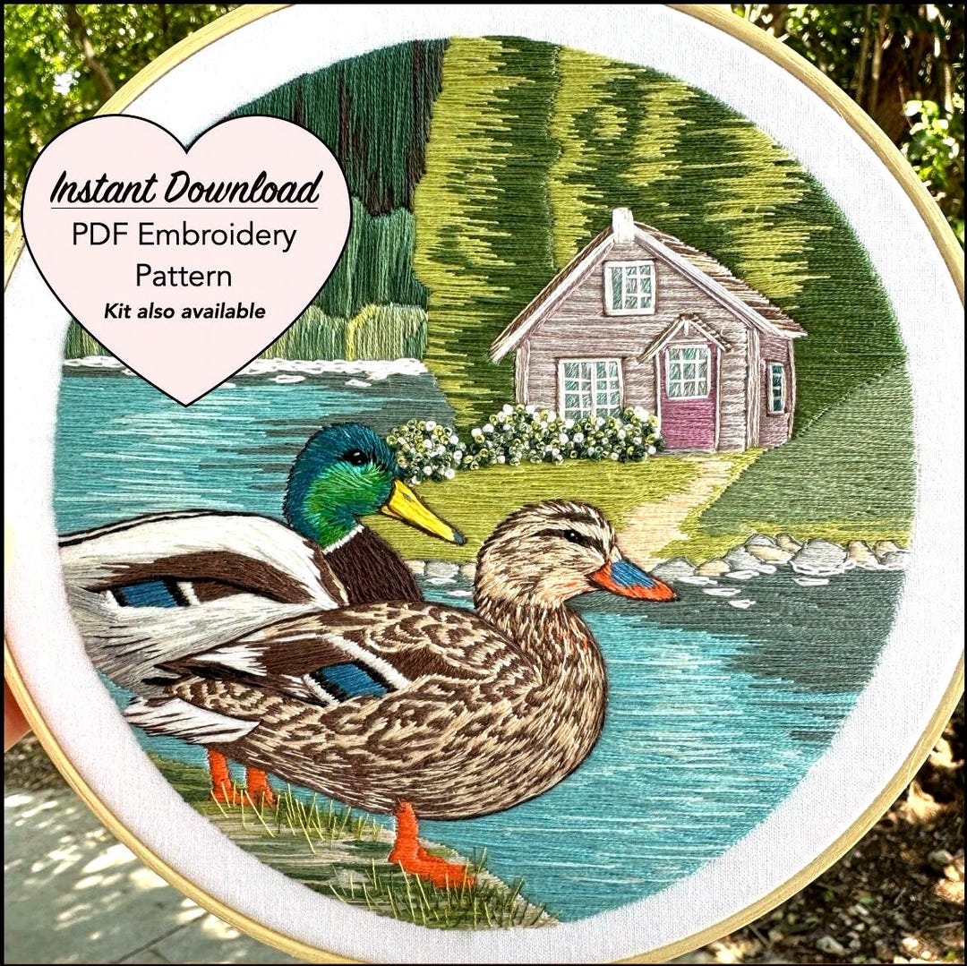 Mallard Embroidery Design, Hand Embroidery Downloadable Pdf Pattern ...