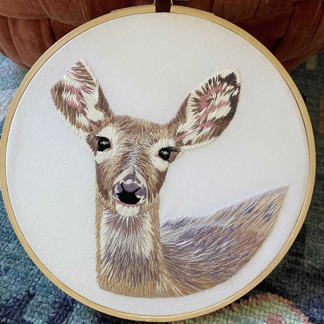 Deer Embroidery Kit, Complete Kit, Detailed Instructions, DMC Thread ...