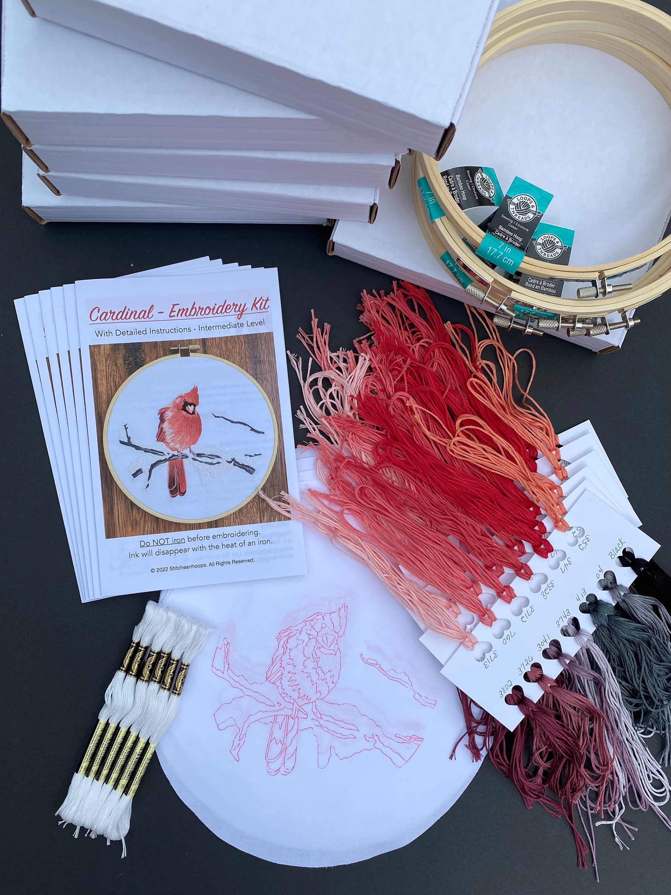 Cardinal Embroidery Kit Complete Kit Detailed Instructions - Etsy