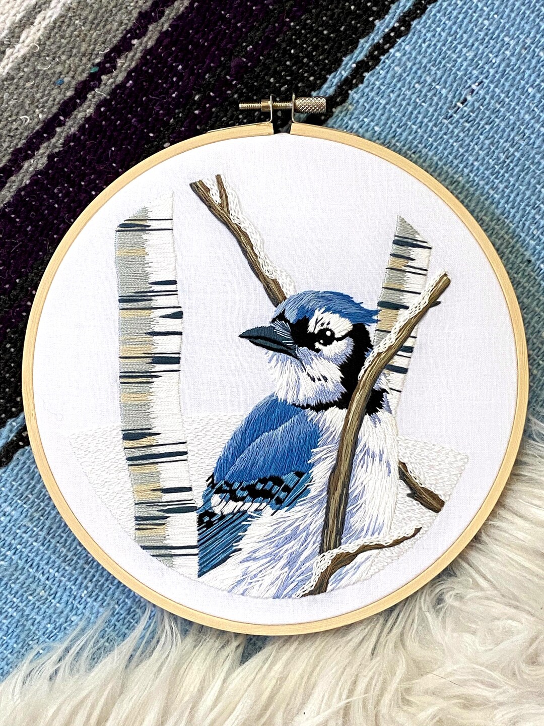 Blue Jay Embroidery Kit, Complete Kit, Detailed Instructions, DMC Floss ...