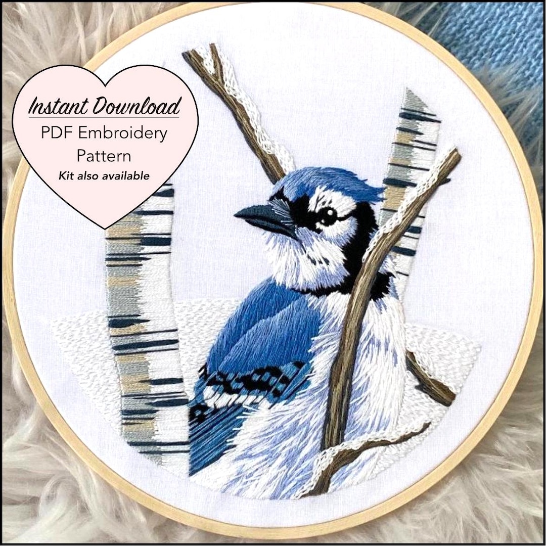 Blue Jay Embroidery PDF Pattern, Step-by-step Instructions With Photos ...