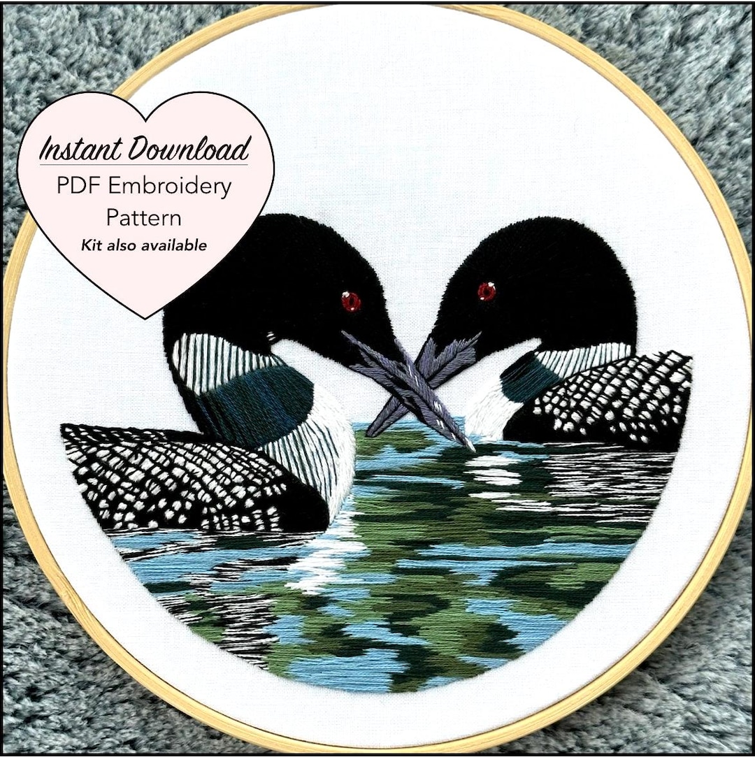 Loon Embroidery PDF Pattern, Hand Embroidery Digital Download, Detailed ...