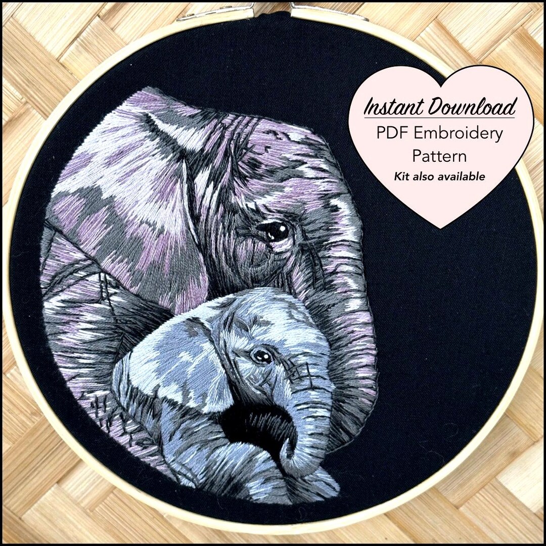Elephant Embroidery PDF Pattern, Hand Embroidery Digital Download ...