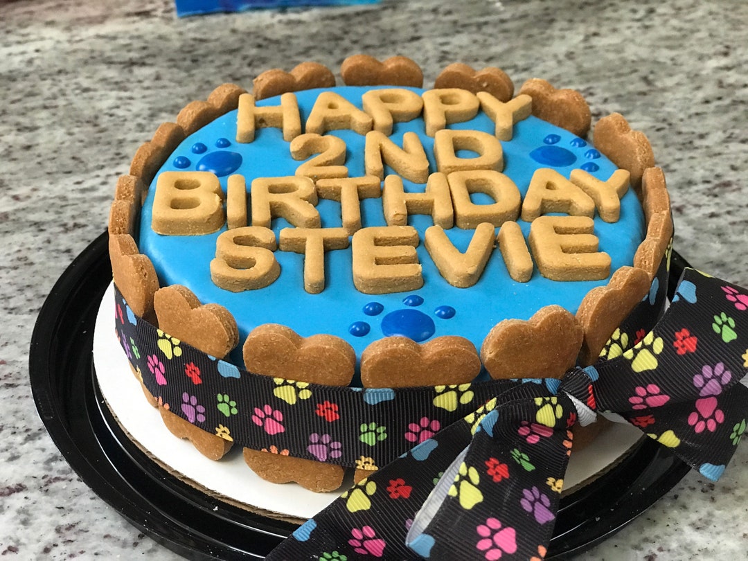 Paw Print & Bone Dog Cake, Happy Birthday Cake, Welcome Home Dog Cake ...