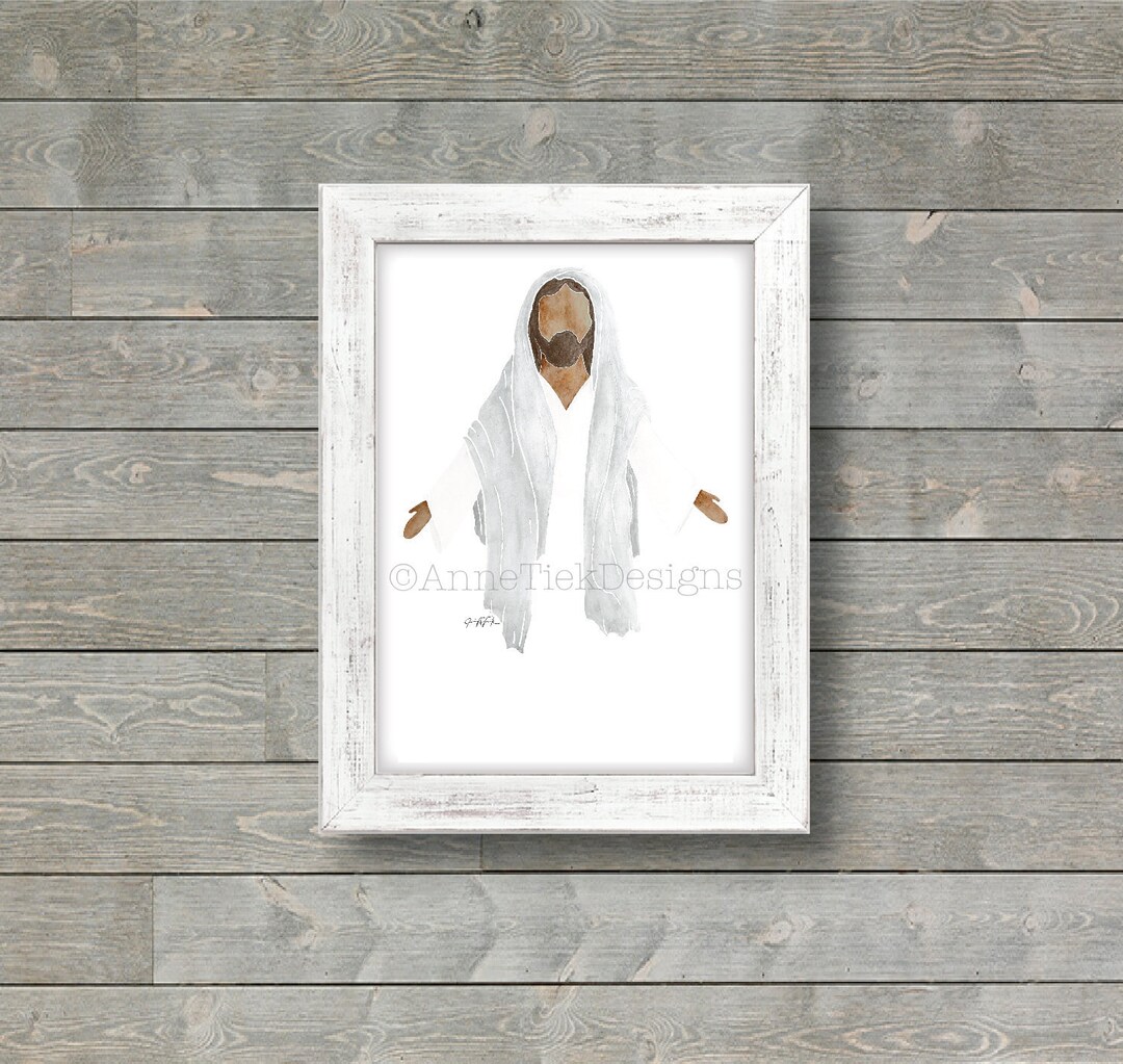 Bright Watercolor Jesus Christ: Faceless, Hand-painted, Darker Skin ...
