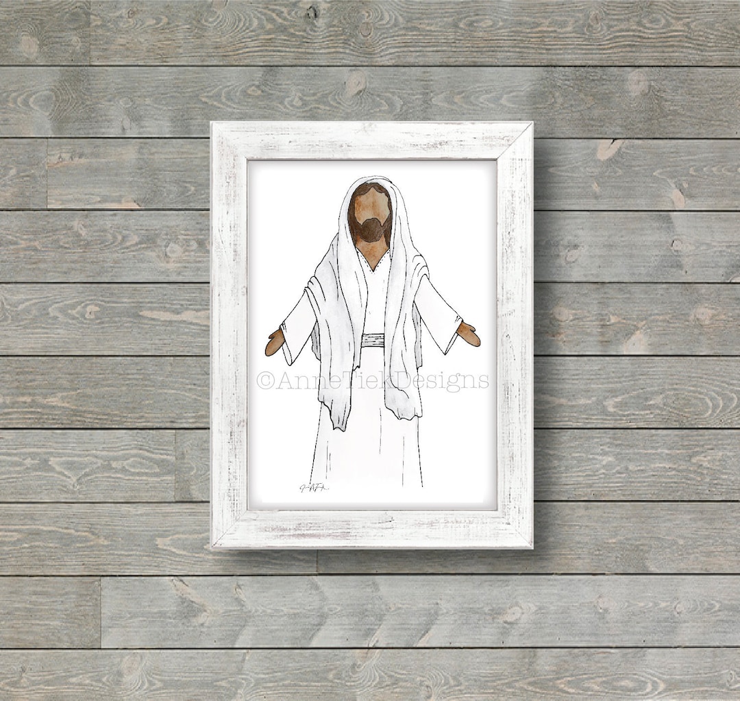 White Watercolor Jesus Christ: Faceless, Hand-painted, Authentic ...