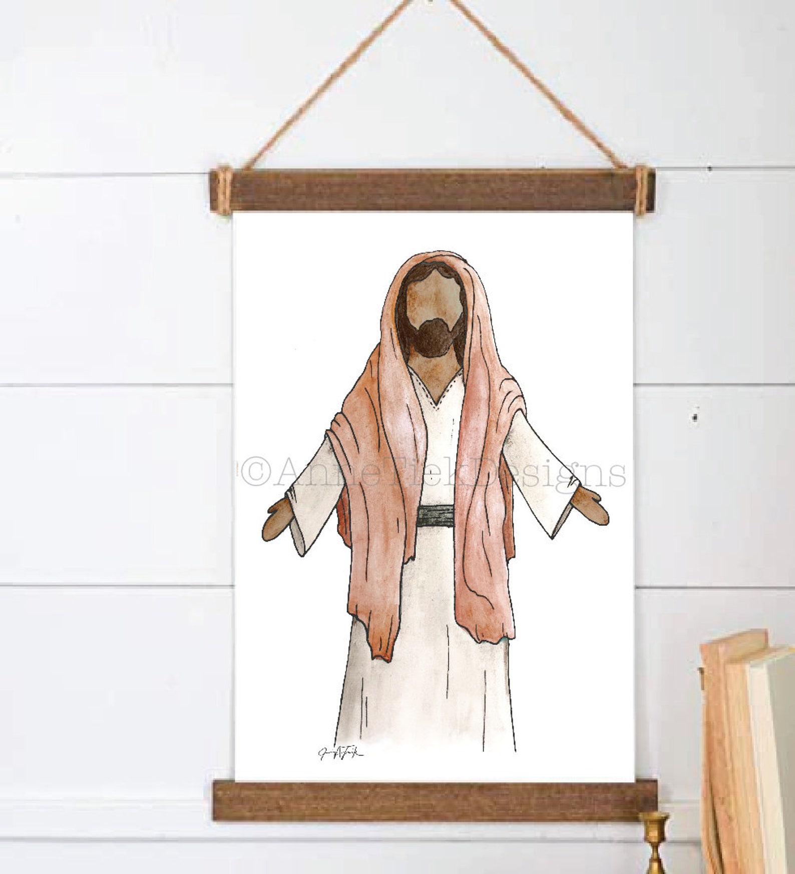 Red Watercolor Jesus Christ: Faceless, Hand-painted, Authentic, Darker ...