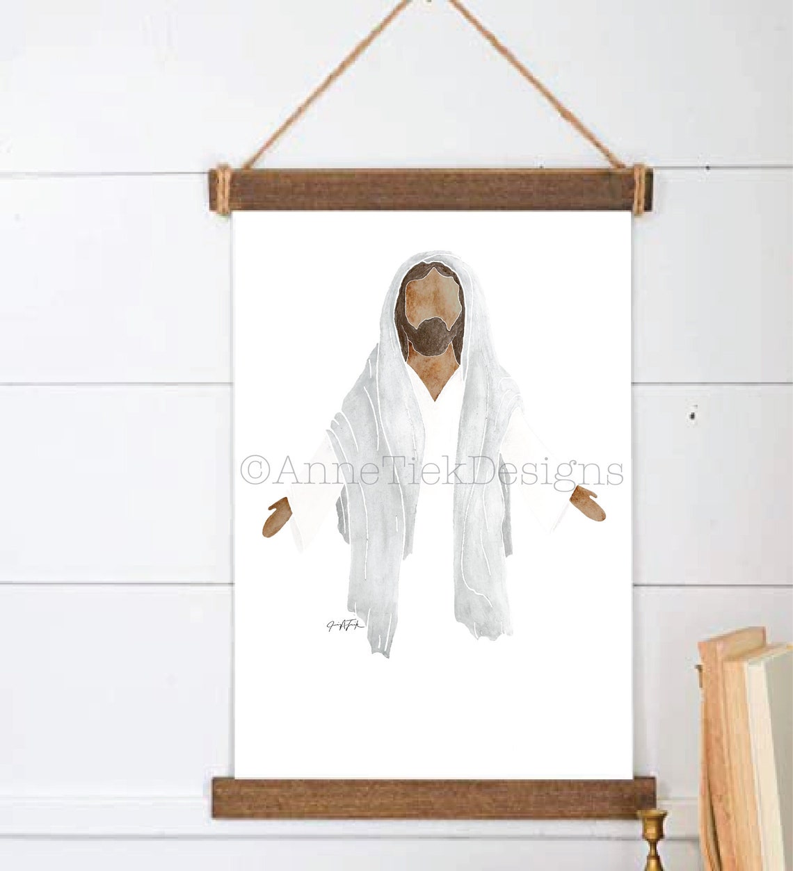 Bright Watercolor Jesus Christ: Faceless, Hand-painted, Darker Skin ...