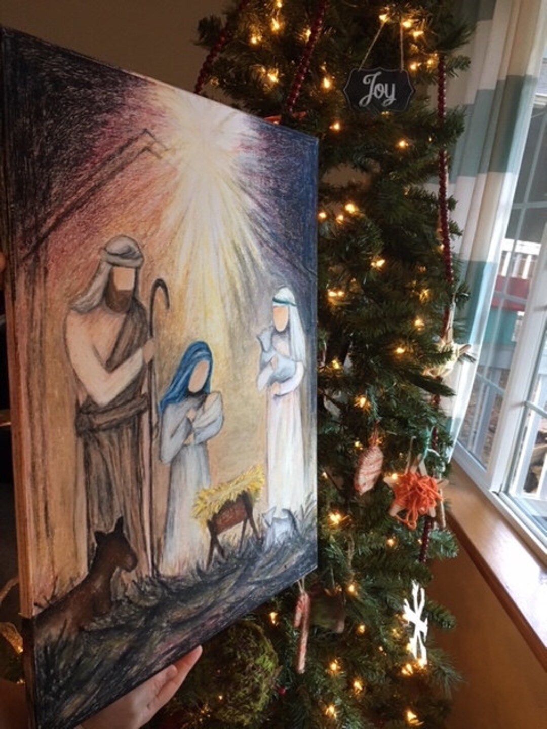 Behold Him There. Nativity. Oil Pastel on Canvas Print - Etsy