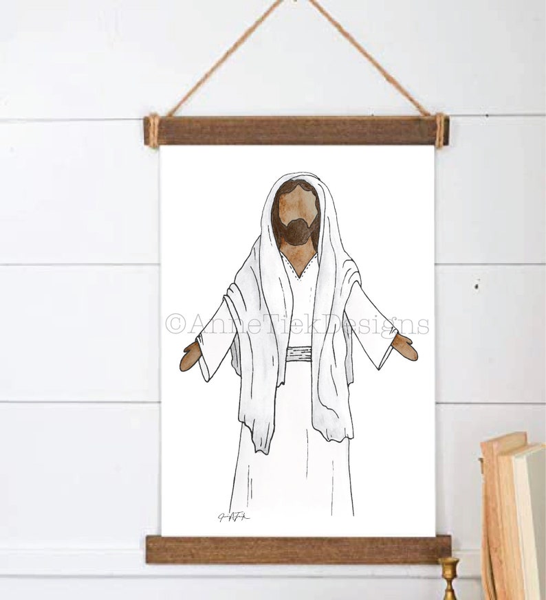 White Watercolor Jesus Christ: Faceless, Hand-painted, Authentic ...