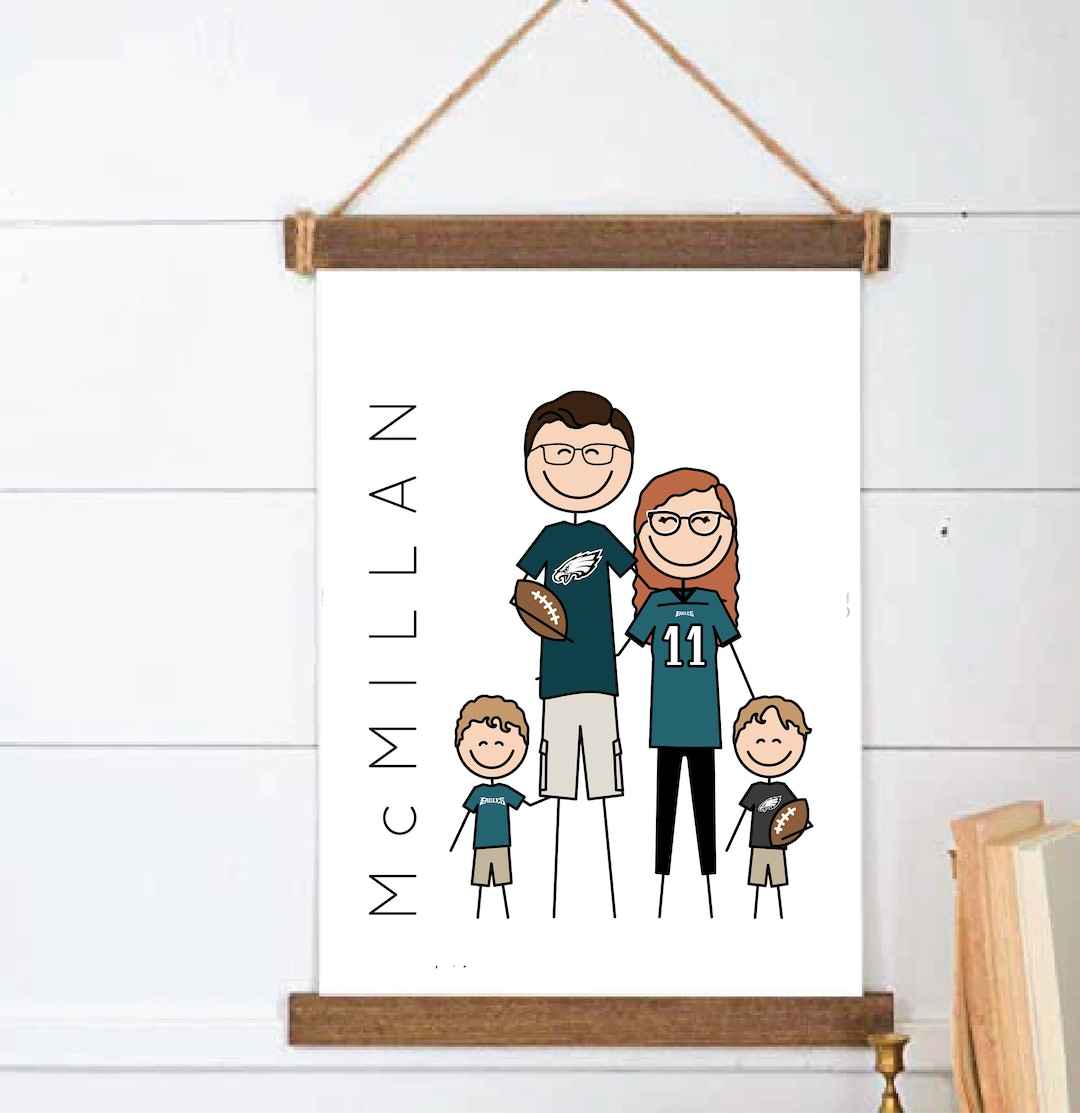 Custom Family Portrait of 2: Stick Figure Family (+ Pets!). Family Size ...