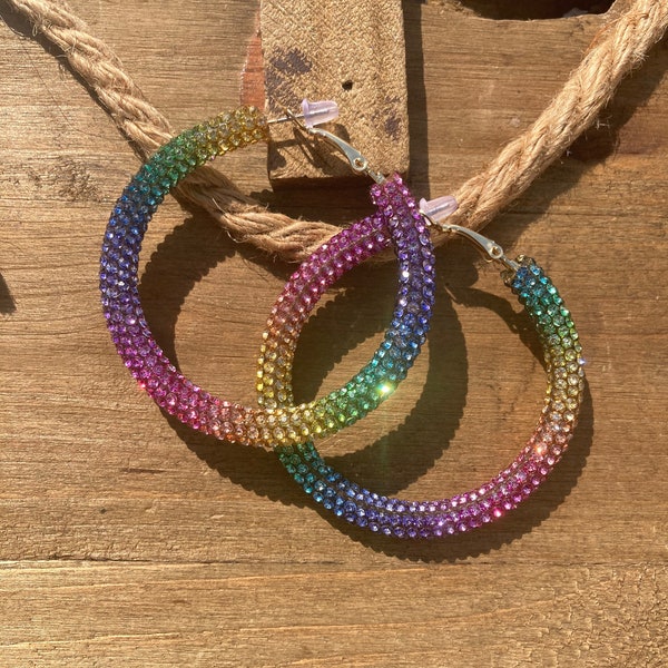Rainbow Hoops - Etsy