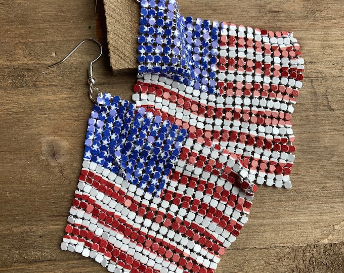 American Flag Flowing Earrings Flag Earrings Red White and - Etsy