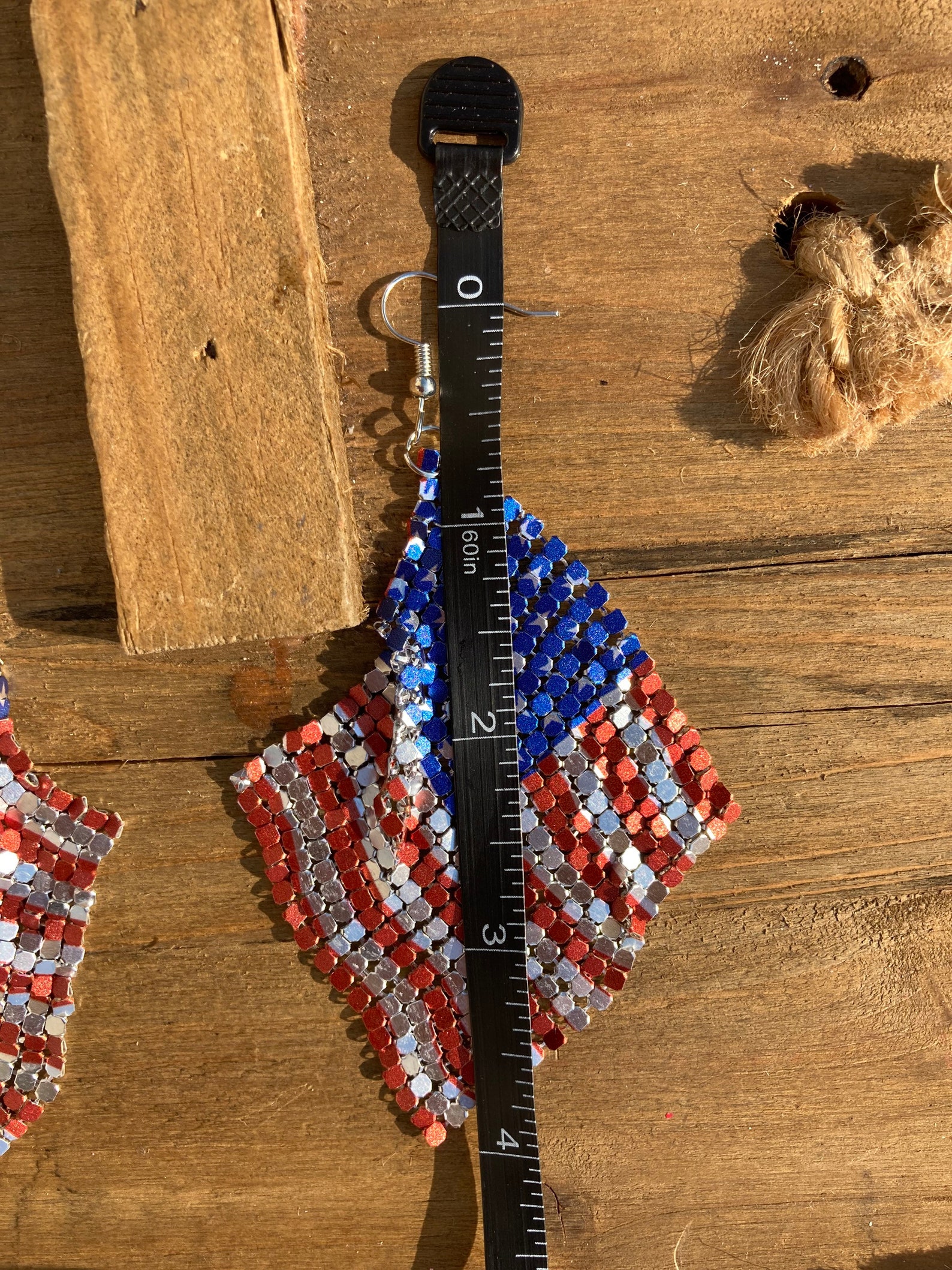 American Flag Flowing Earrings Flag Earrings Red Silver and - Etsy