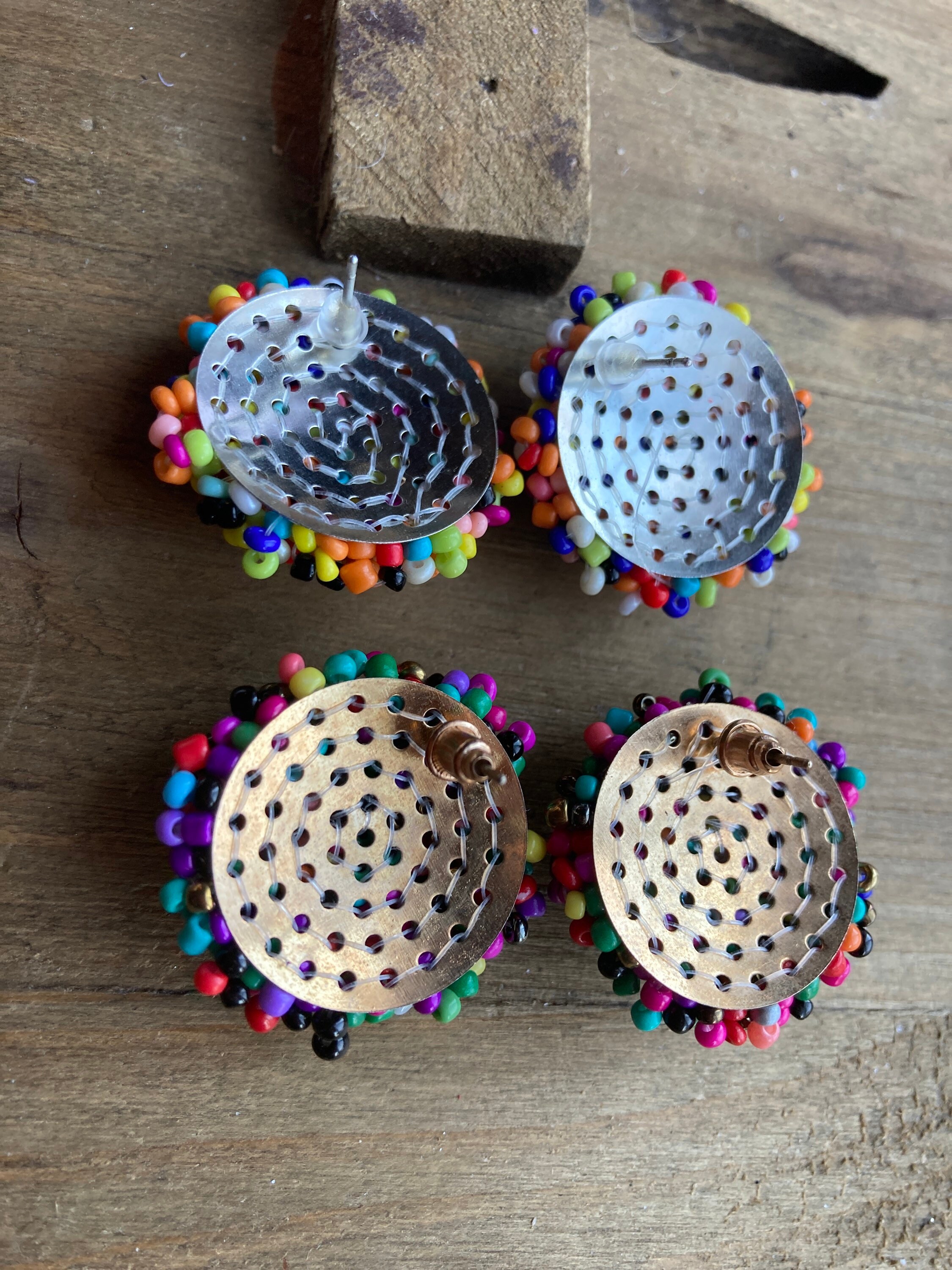 Colorful Sea Bead Studs Sea Bead Earrings Large Studs - Etsy