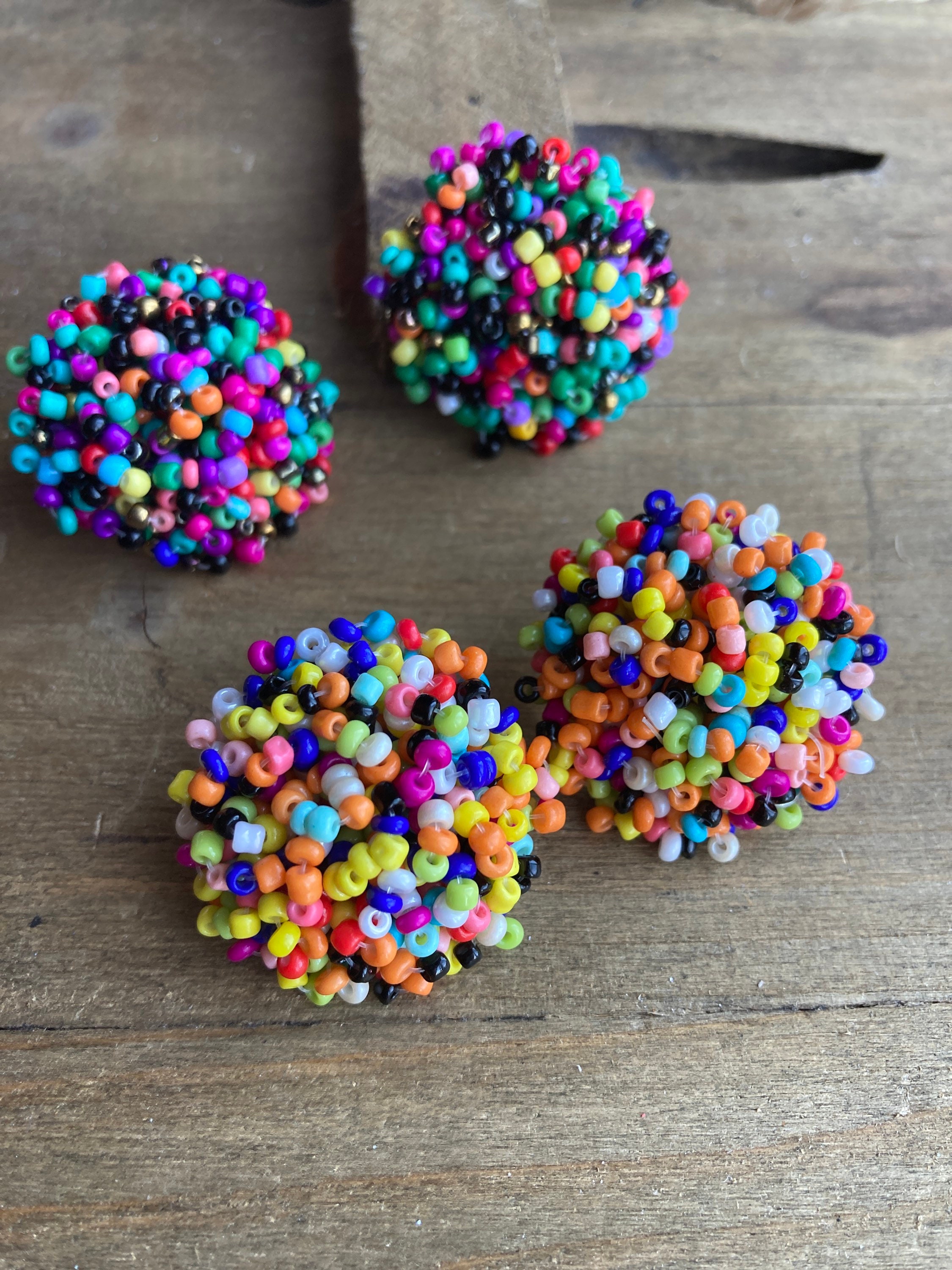 Colorful Sea Bead Studs Sea Bead Earrings Large Studs - Etsy