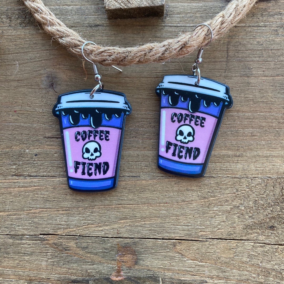 Creepy Coffee Fiend Earrings Coffee Fiend Coffee Lover - Etsy