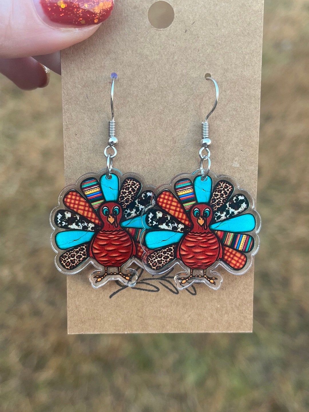 Turkey Dangle or Stud Earrings, Thanksgiving Earrings, Thanksgiving ...