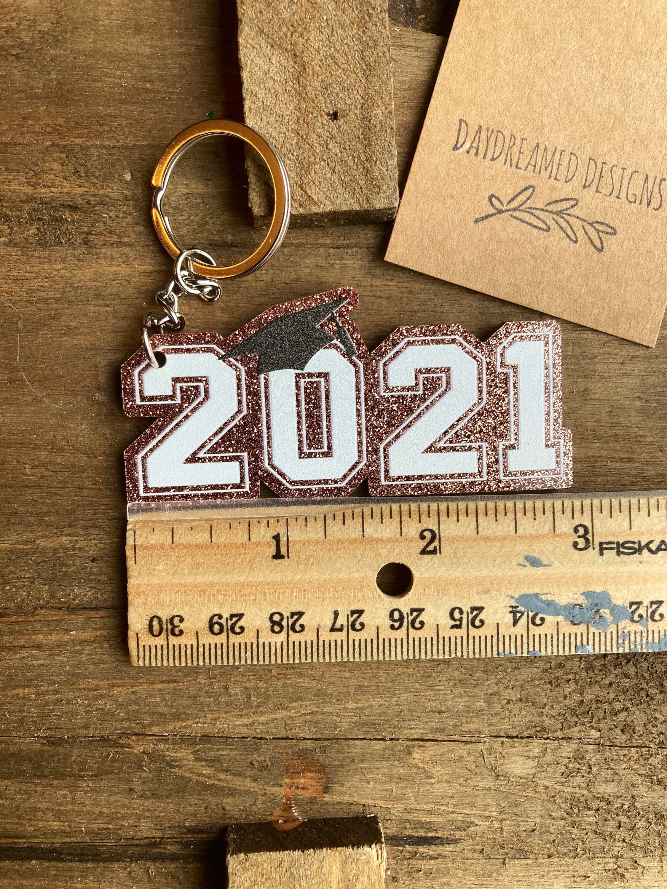 Acrylic Rose Gold Glitter 2021 Graduate Lightweight Keychain | Etsy