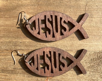 Wooden Jesus Fish | Etsy