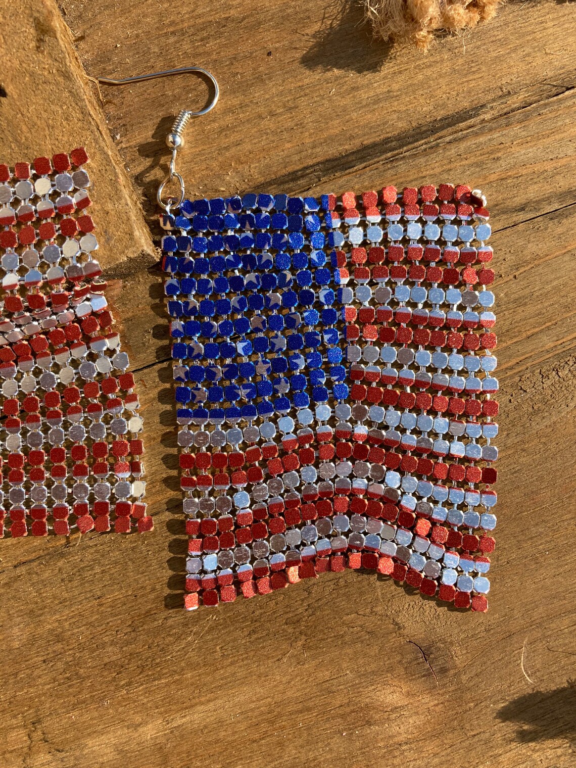 American Flag Flowing Earrings Flag Earrings Red Silver and - Etsy