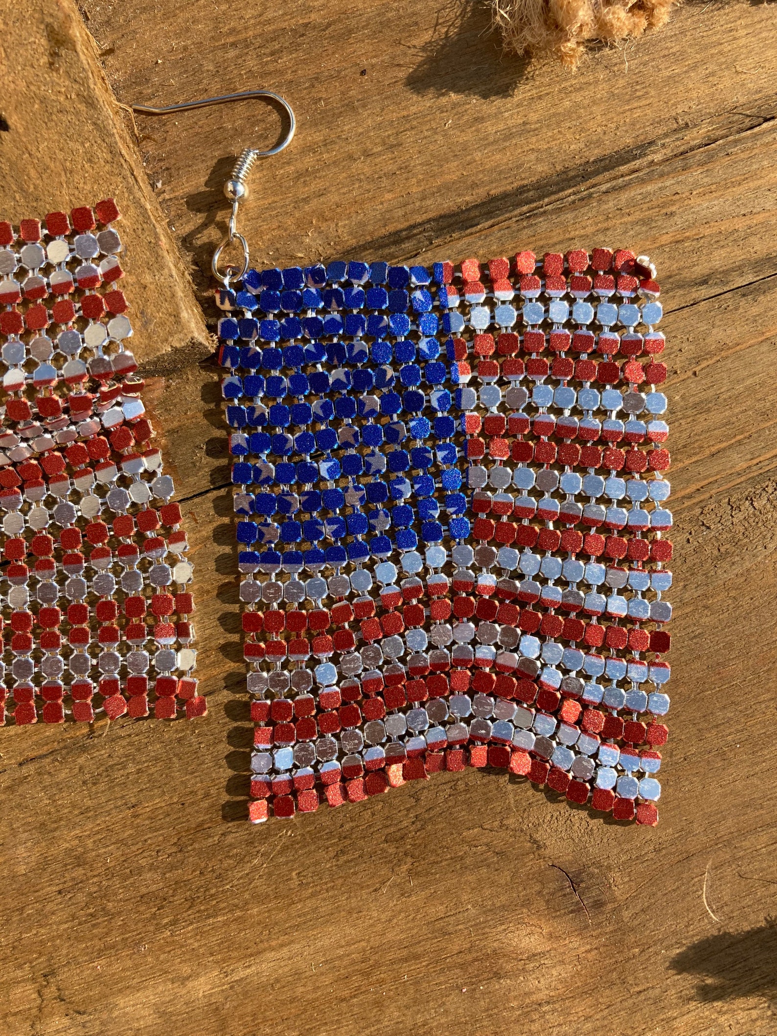 American Flag Flowing Earrings Flag Earrings Red Silver and - Etsy