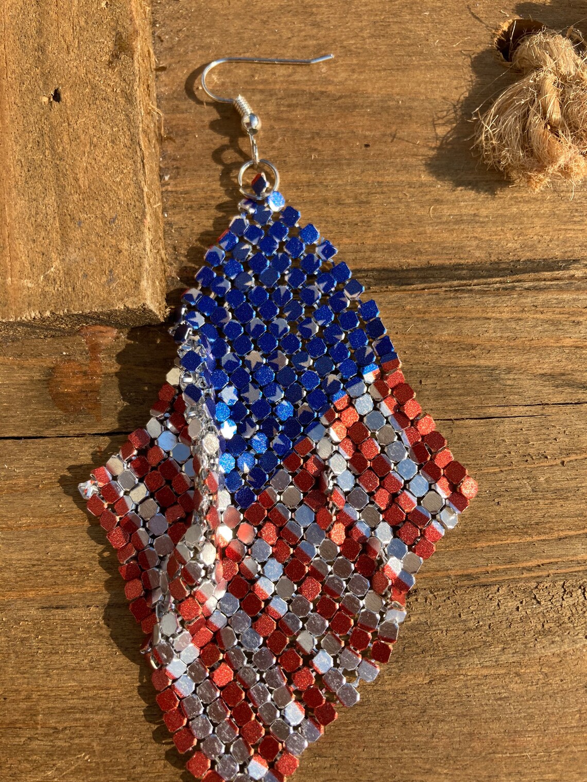 American Flag Flowing Earrings Flag Earrings Red Silver and - Etsy