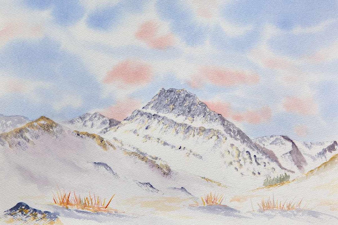 Tryfan Eryri Winter Landscape Watercolour Painting: North Wales ...