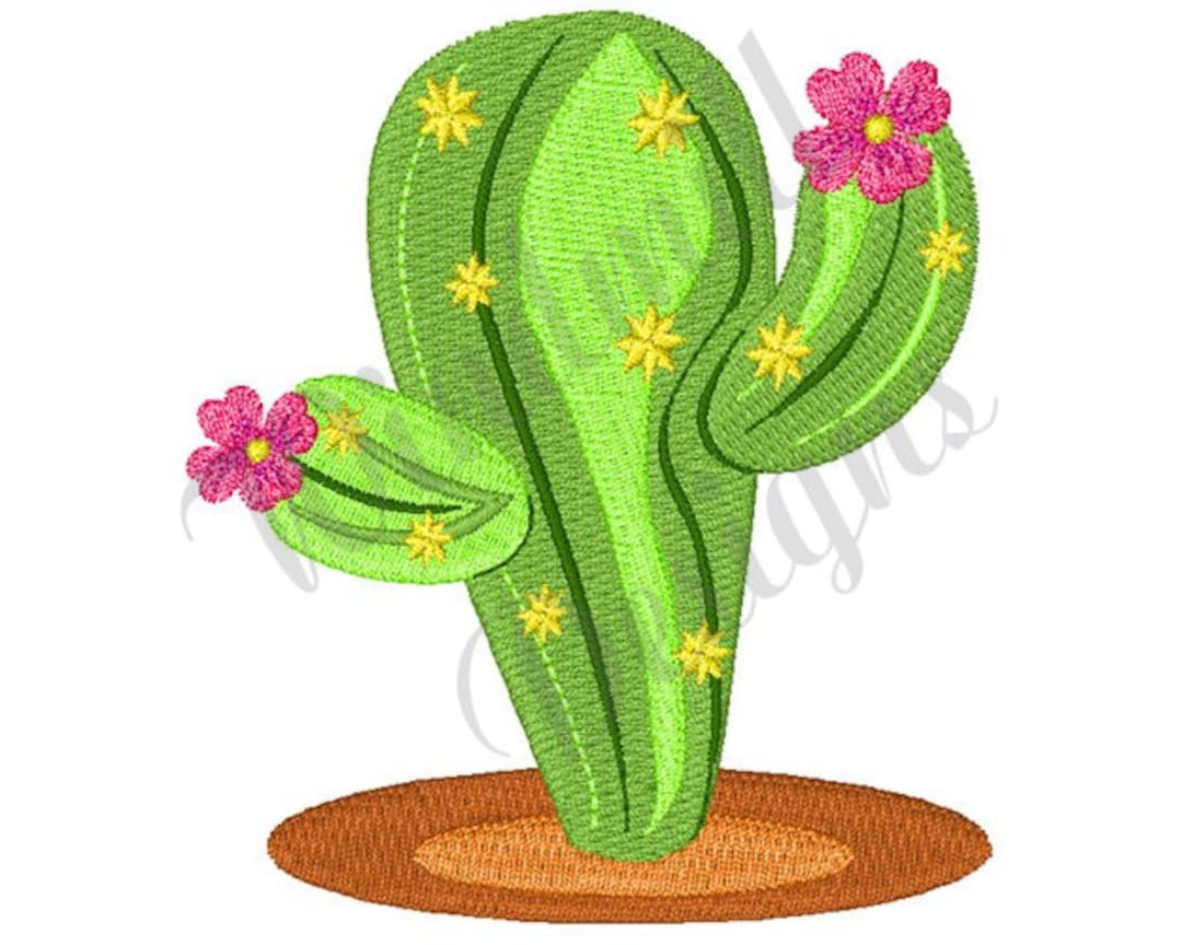 Flowering Cactus Machine Embroidery Design, Embroidery Designs, Machine ...