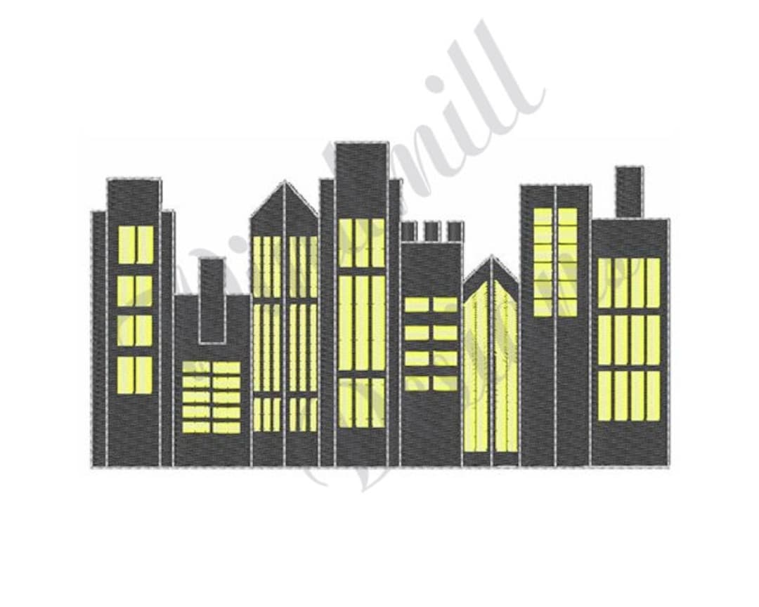 Night City Skyline Machine Embroidery Design, Embroidery Designs ...