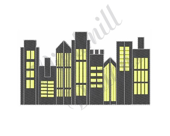 Night City Skyline Machine Embroidery Design Embroidery | Etsy