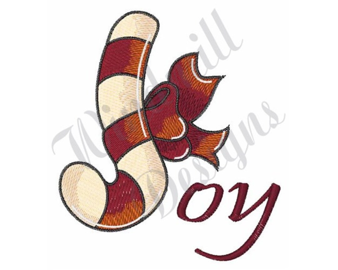 Joy Candy Cane Christmas Machine Embroidery Design, Embroidery Designs ...
