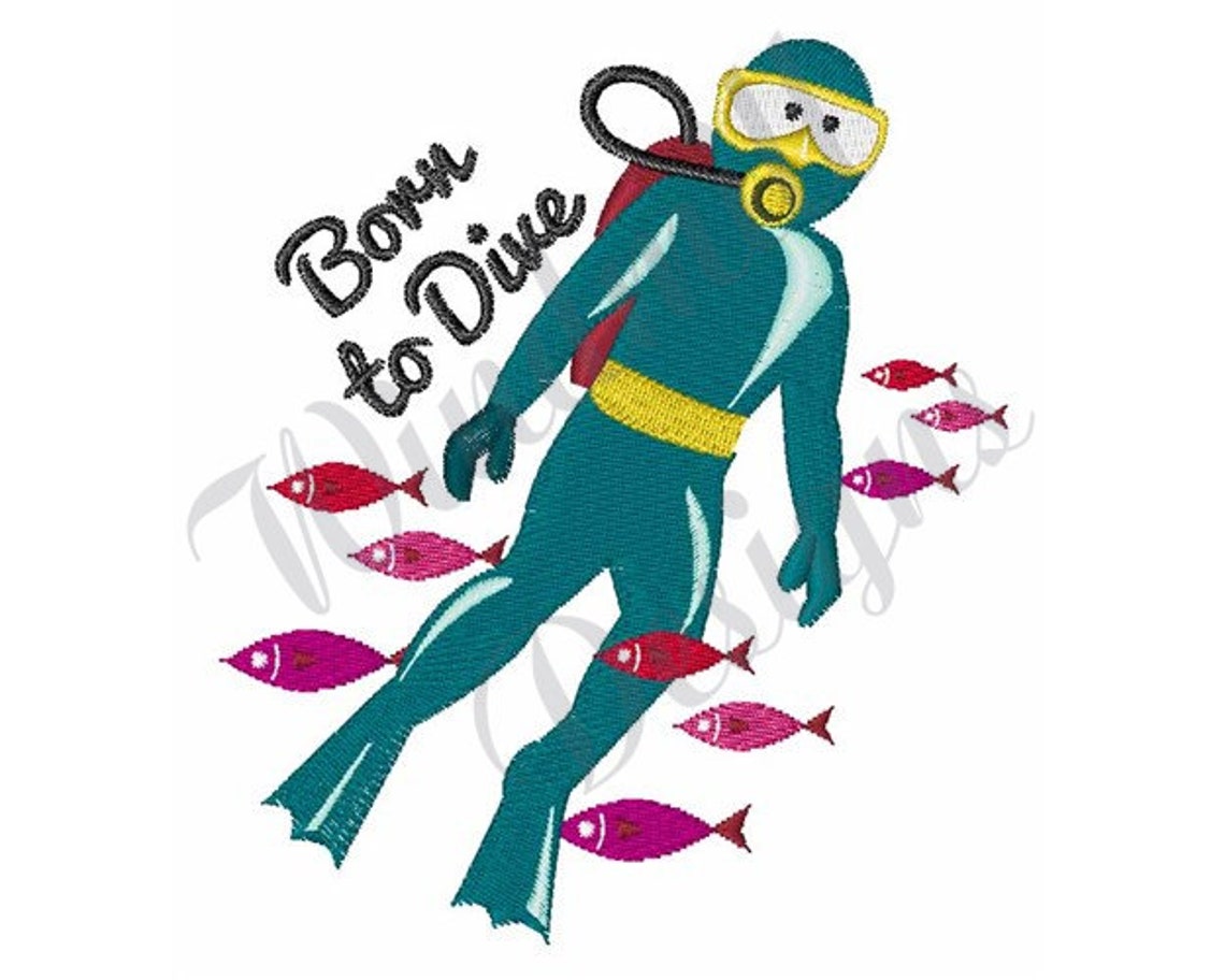 Scuba Diver Machine Embroidery Design Embroidery Designs - Etsy