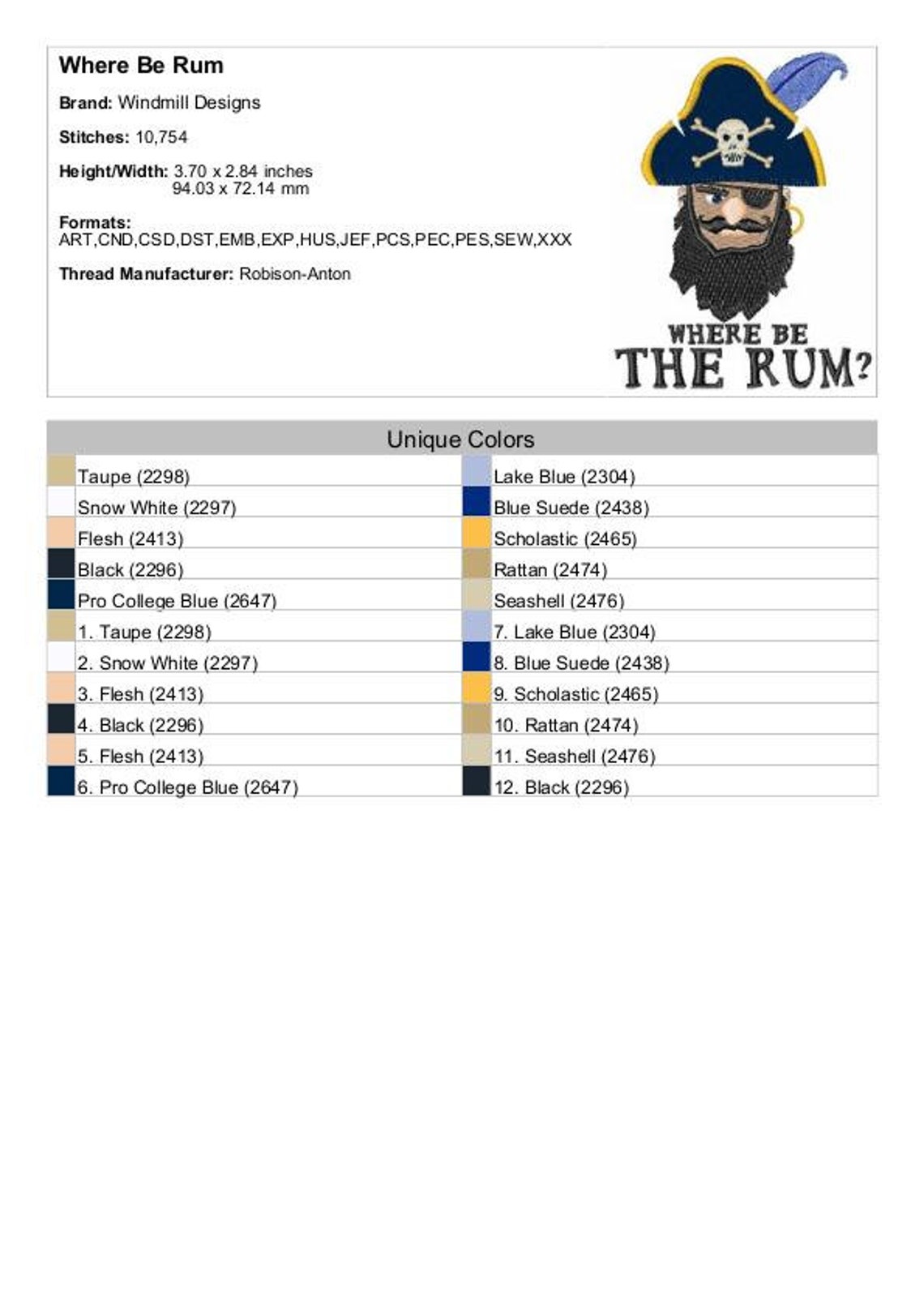 Pirate Rum - Machine Embroidery Design, Embroidery Designs, Machine ...