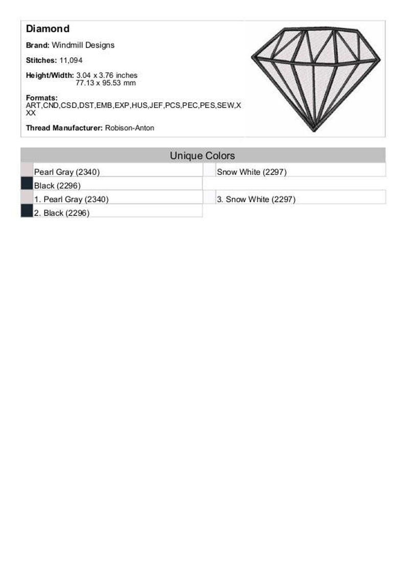 Diamond Machine Embroidery Design Embroidery Designs - Etsy