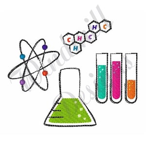 Chemistry Atoms & Test Tubes - Machine Embroidery Design, Embroidery ...
