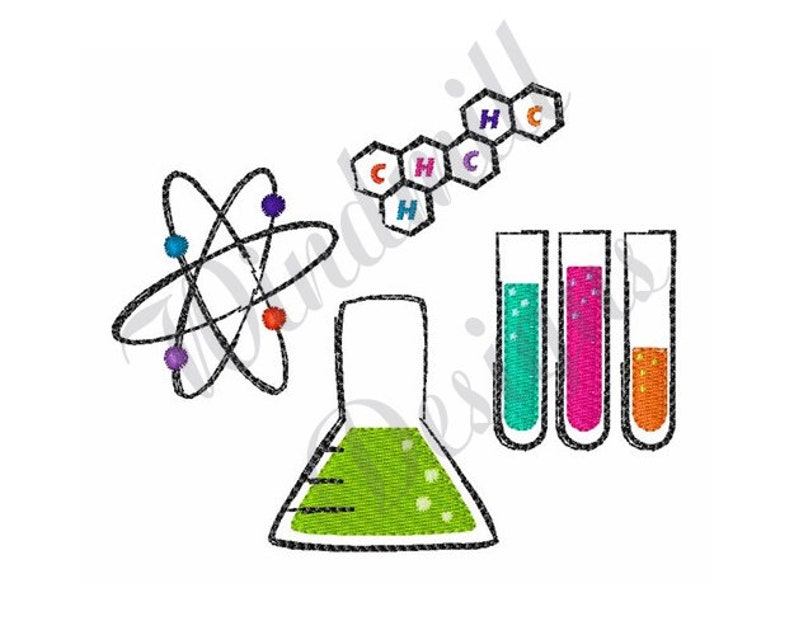 Chemistry Atoms & Test Tubes - Machine Embroidery Design, Embroidery ...