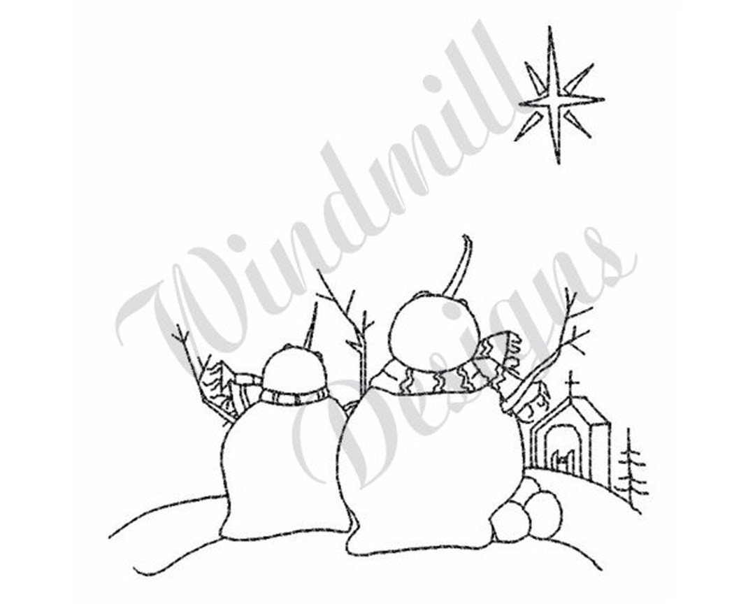 Snowmen Manger Star - Machine Embroidery Design, Embroidery Designs ...