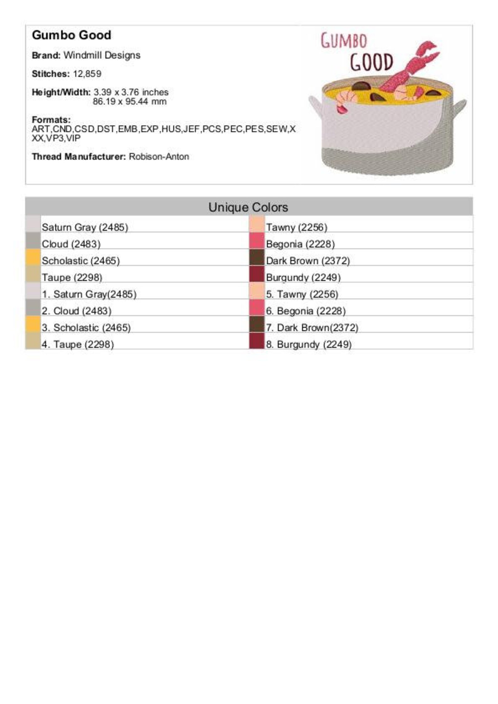 Pot of Gumbo Machine Embroidery Design Embroidery Designs - Etsy