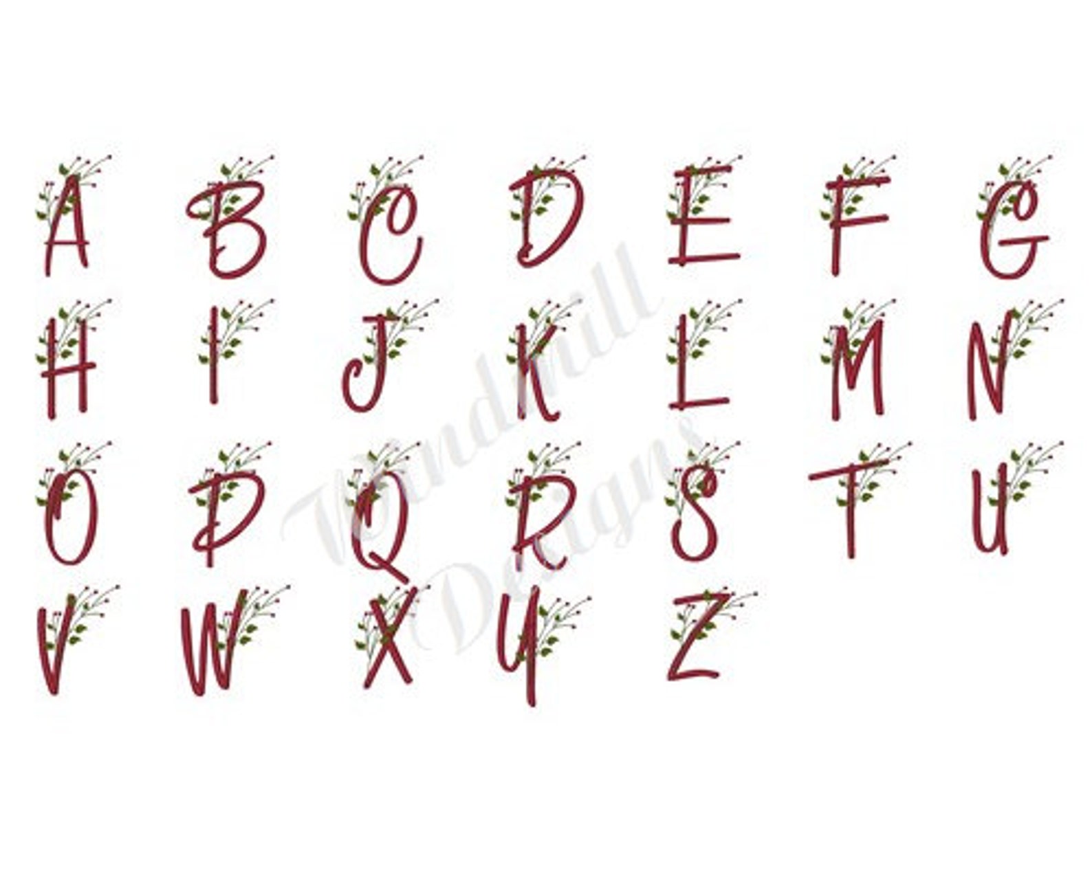 Christmas Holly Font Machine Embroidery Font Embroidery | Etsy