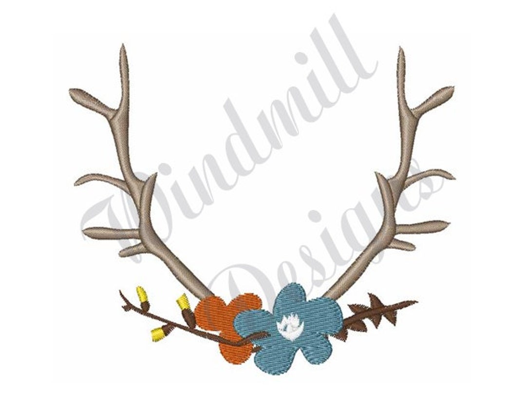 Floral Antlers - Machine Embroidery Design, Embroidery Designs, Machine ...