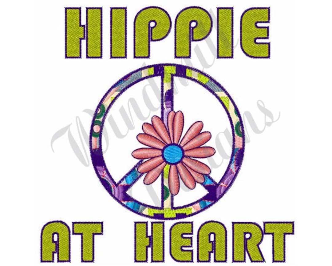 Hippie Peace Sign Machine Embroidery Design, Embroidery Designs ...
