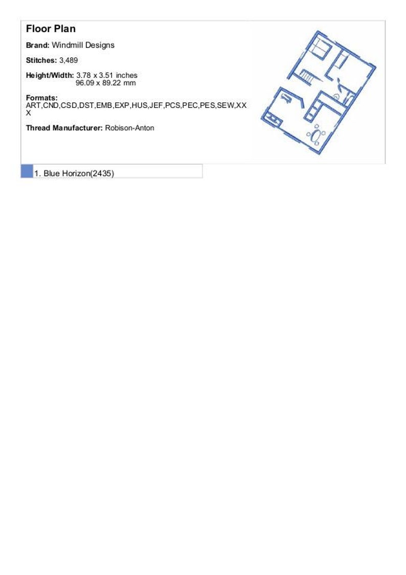 Floor Plan Blueprint Machine Embroidery Design Embroidery - Etsy