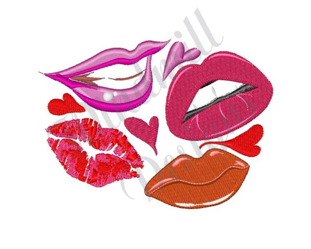 Lipstick Kisses - Machine Embroidery Design, Embroidery Designs ...